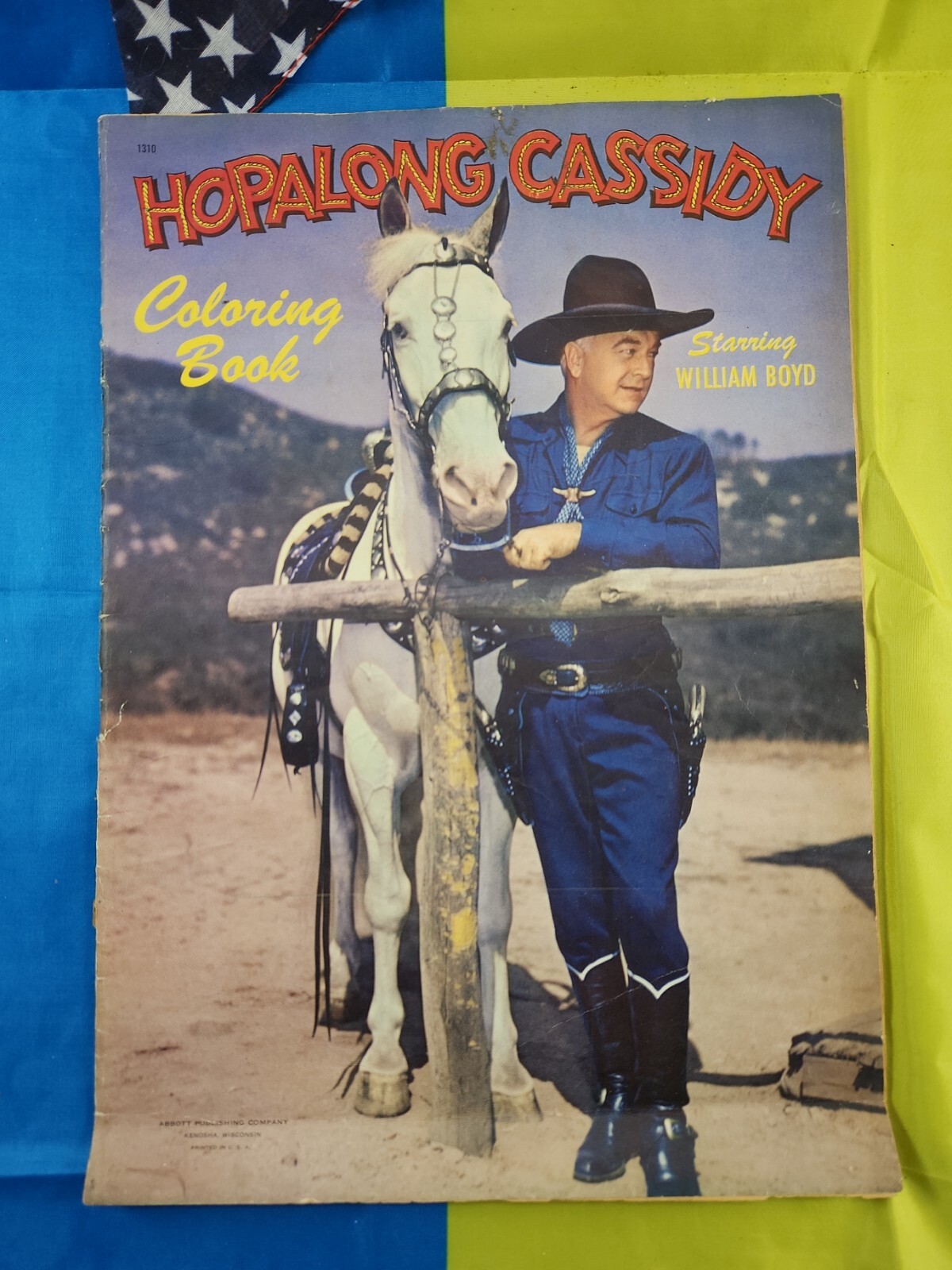 VINTAGE Hopalong Cassidy Coloring Book Abbott Rare Cover William Boyd ...