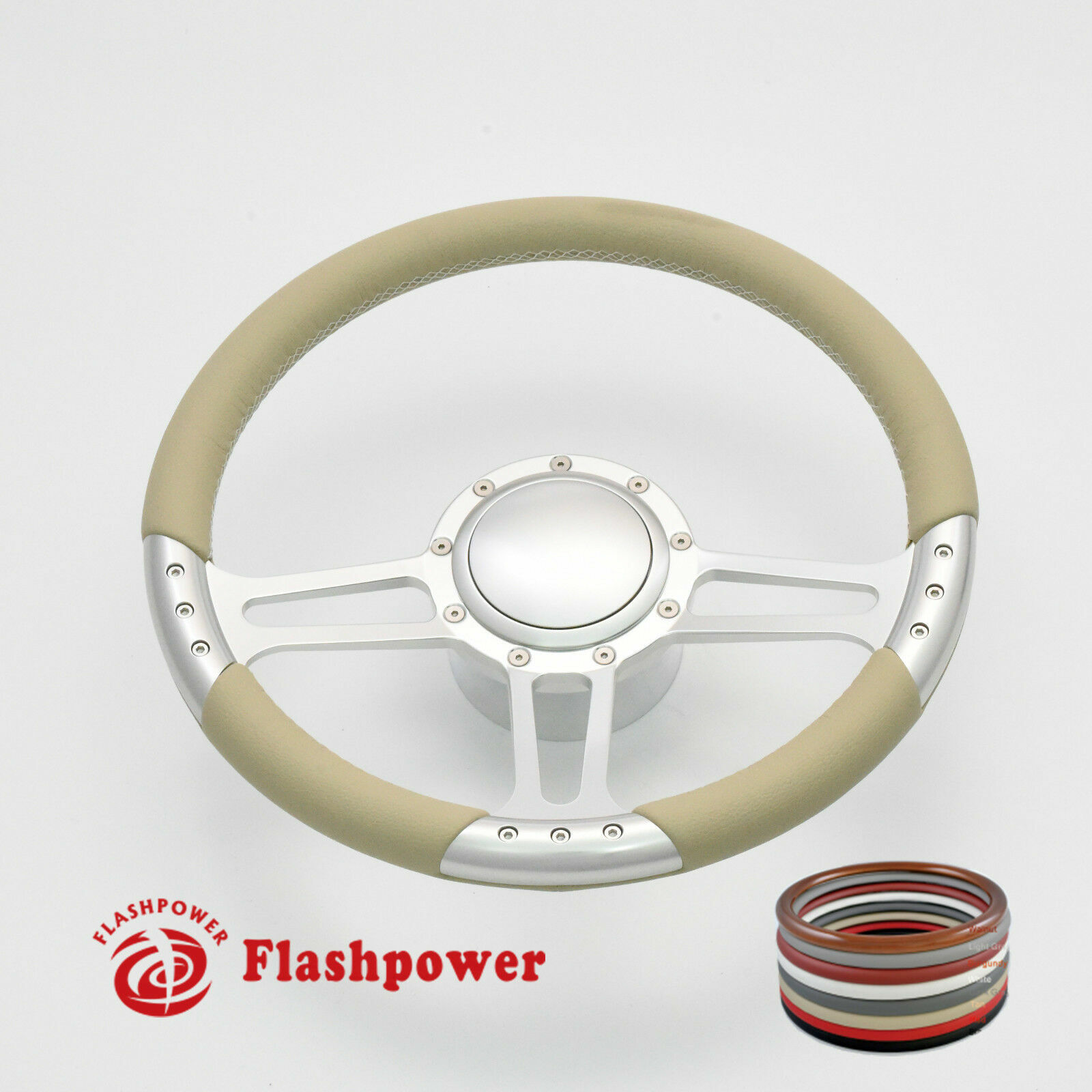 14" BILLET ALUMINUM 9 HOLE STEERING WHEEL KIT W/ HORN BUTTON & ADAPTER ...