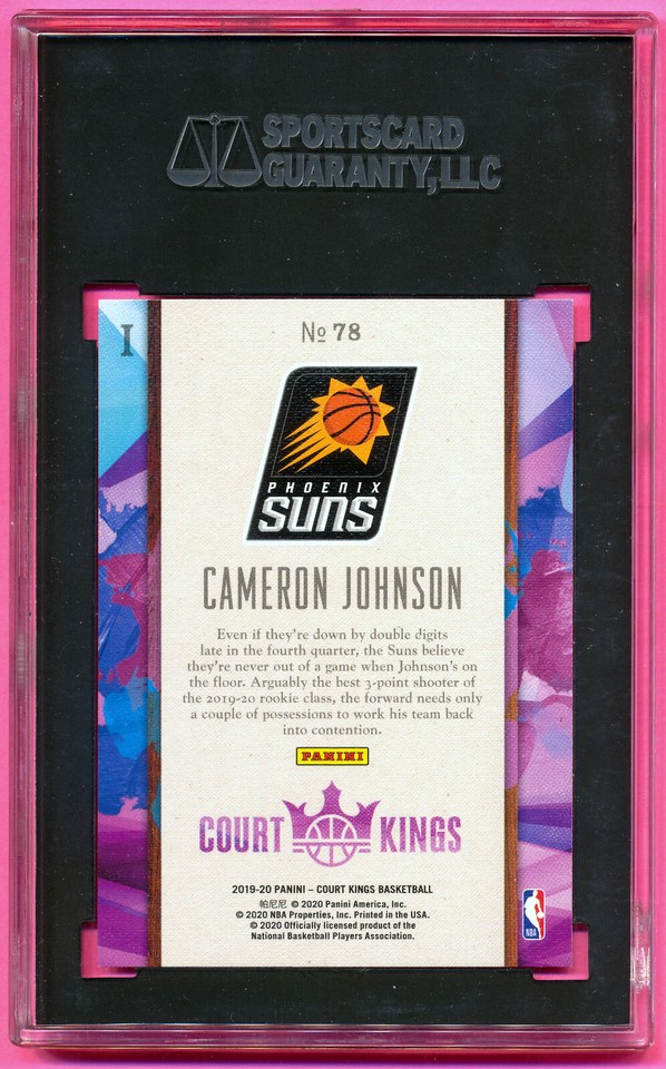 Cameron Johnson Rookie SGC 10 GEM MINT 2019-20 Panini Court Kings #78 ...