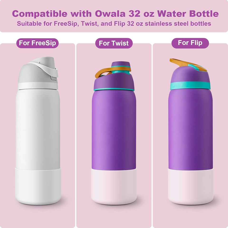 2PCS Silicone Water Bottle Boot for Owala 24Oz 32Oz 40Oz, Anti-Slip ...