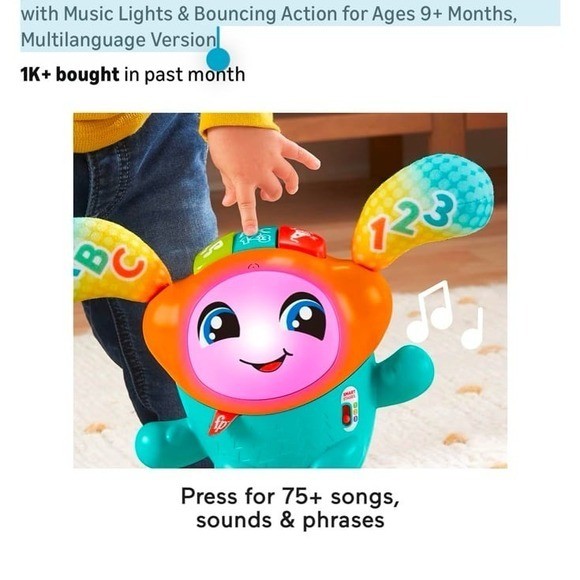 Fisher-Price Baby & Toddler Learning Toy DJ Bouncin' Beats with Music ...