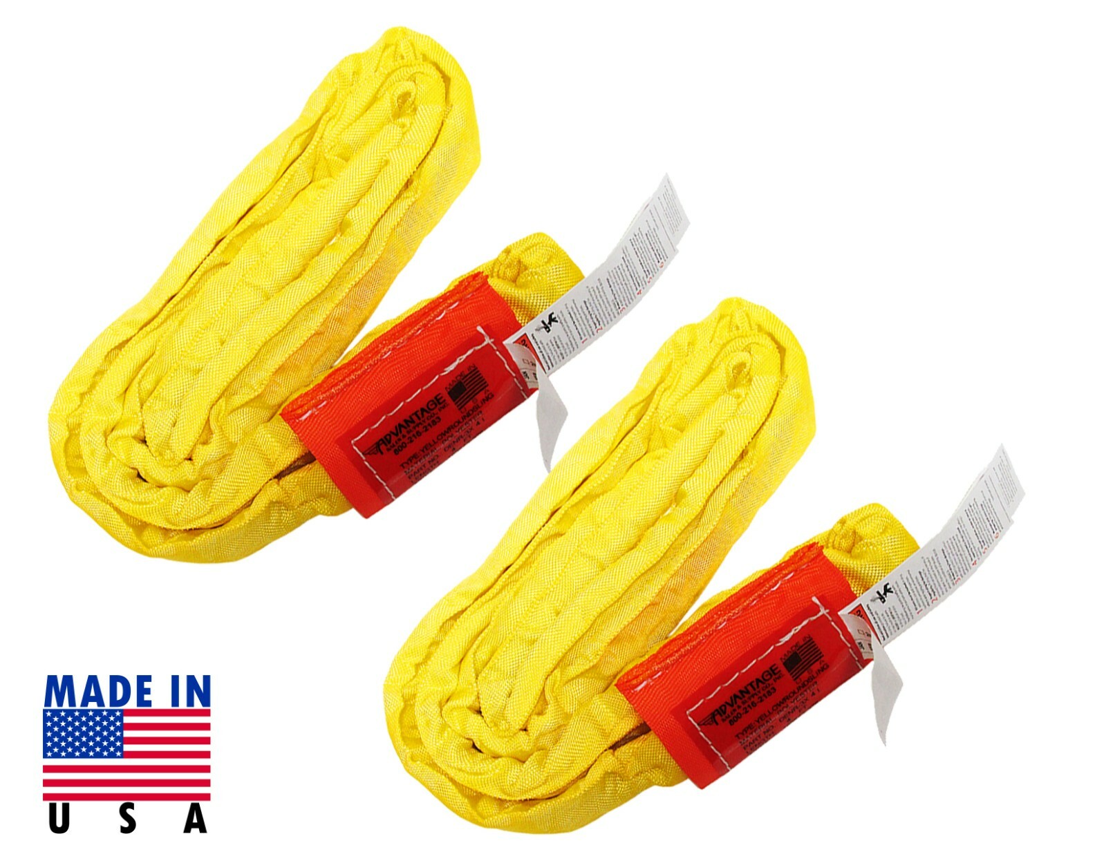 2 pack - USA Endless Round Lifting Sling Yellow 8.400 lbs Rim Sling ...