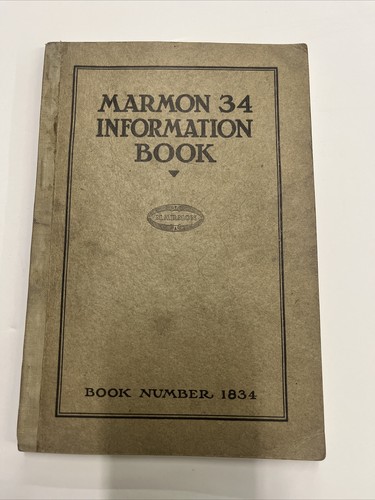 1918 Marmon 34 Information Book Number 1834 | eBay