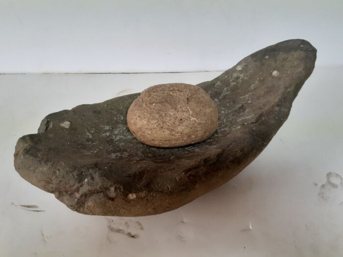Large Early Native American Indian Stone Mortar & Grinding Stone Pestal ...