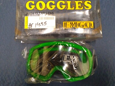 Dirt Bike MX Motocross Offroad Adult Racing Goggles GREEN Emgo Clear ...