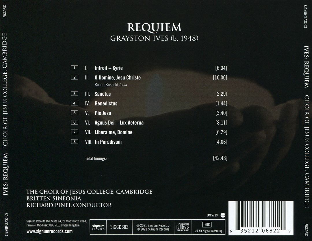 CHOIR OF JESUS COLLEGE, CAMBRIDGE / RICHARD PINEL / BRITTEN SINFONIA ...