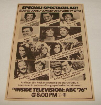 1976 ABC tv ad~ CHARLIE'S ANGELS, CAPTAIN & TENNILLE, HOLMES & YOYO, MR ...