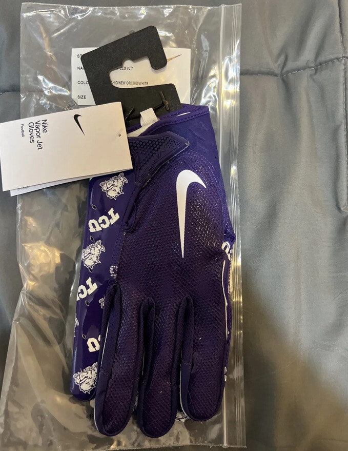 Nike TCU Horned Frogs Issued Vapor Jet 7.0 Football Gloves Size XL ...