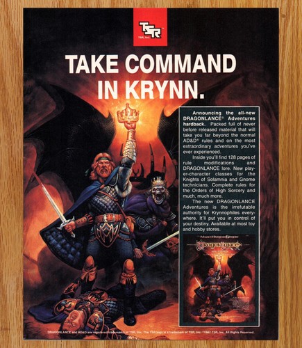 TSR Dragonlance Adventures AD&D Krynn - Video Game Print Ads Poster ...