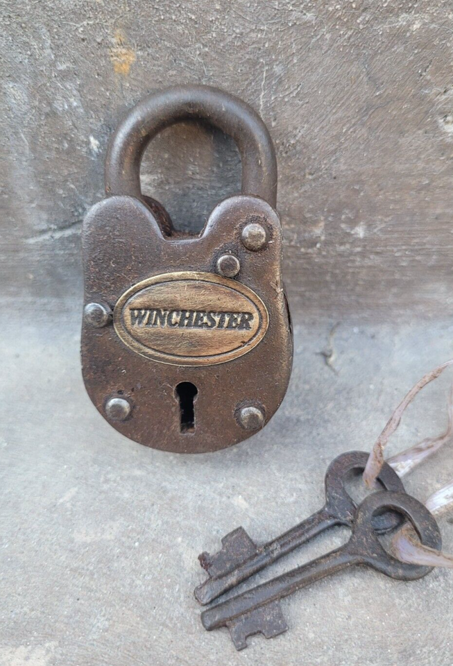 Winchester Cast Iron Gate Lock W/ 2 Working Keys & Antique Finish ...
