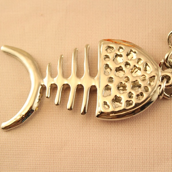 Fish Bone Crystal Keyring Charm Purse Ring Chain Keychain Skeleton Gift ...