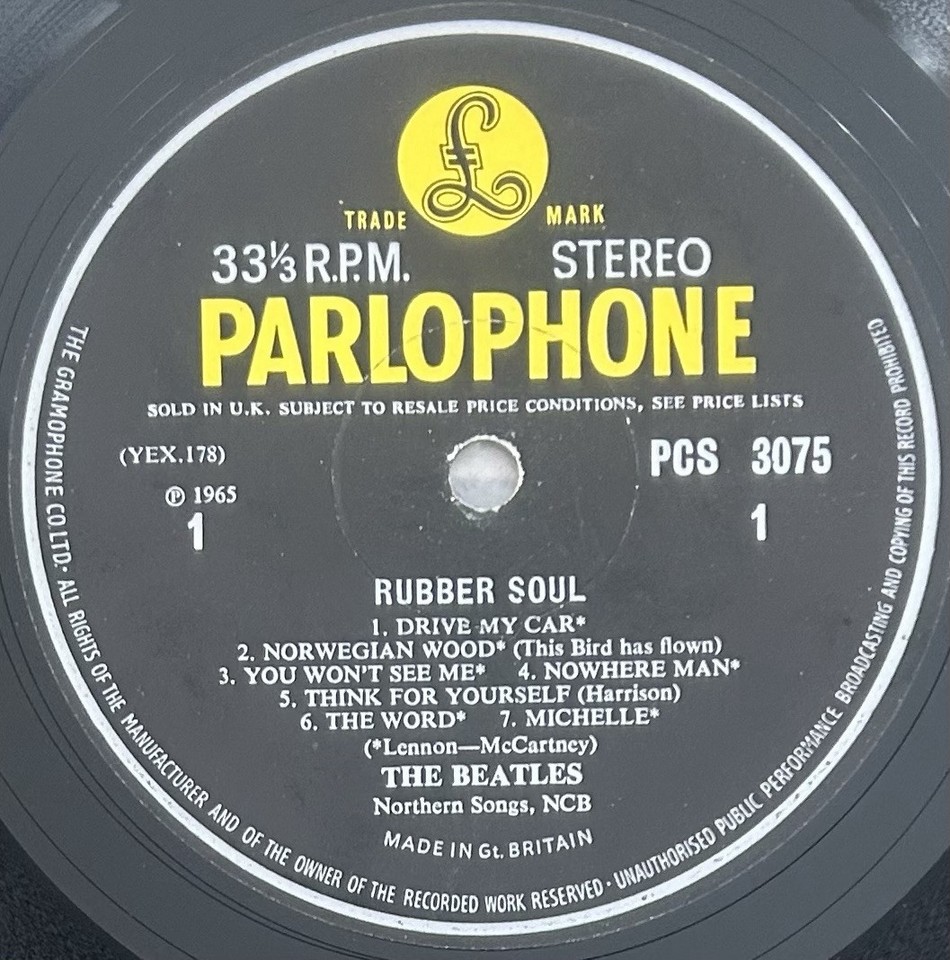 THE BEATLES -RUBBER SOUL - 1965 - PCS 3075 - PARLOPHONE **RARE STEREO ...
