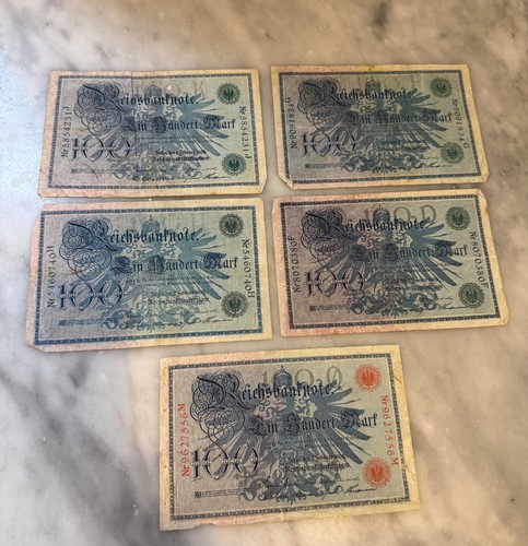 Set of 5 paper money pieces Germany Reichsbanknote - 100 Mark from ...