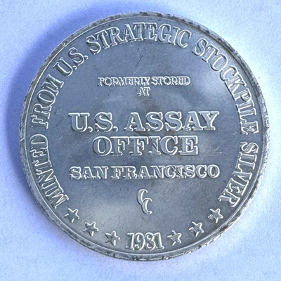 Vintage 1981 U.S. Assay Office San Francisco 1 Oz .999 Silver Bullion ...