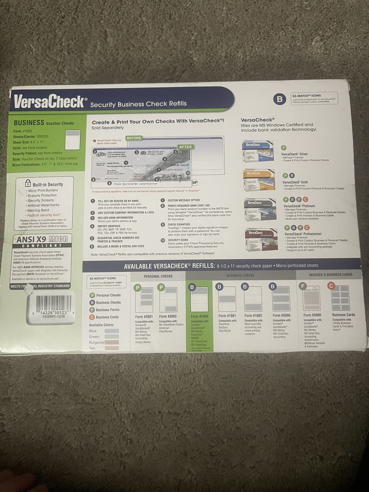 VersaCheck Security Business Check Refills: Form #1000 Business Voucher ...