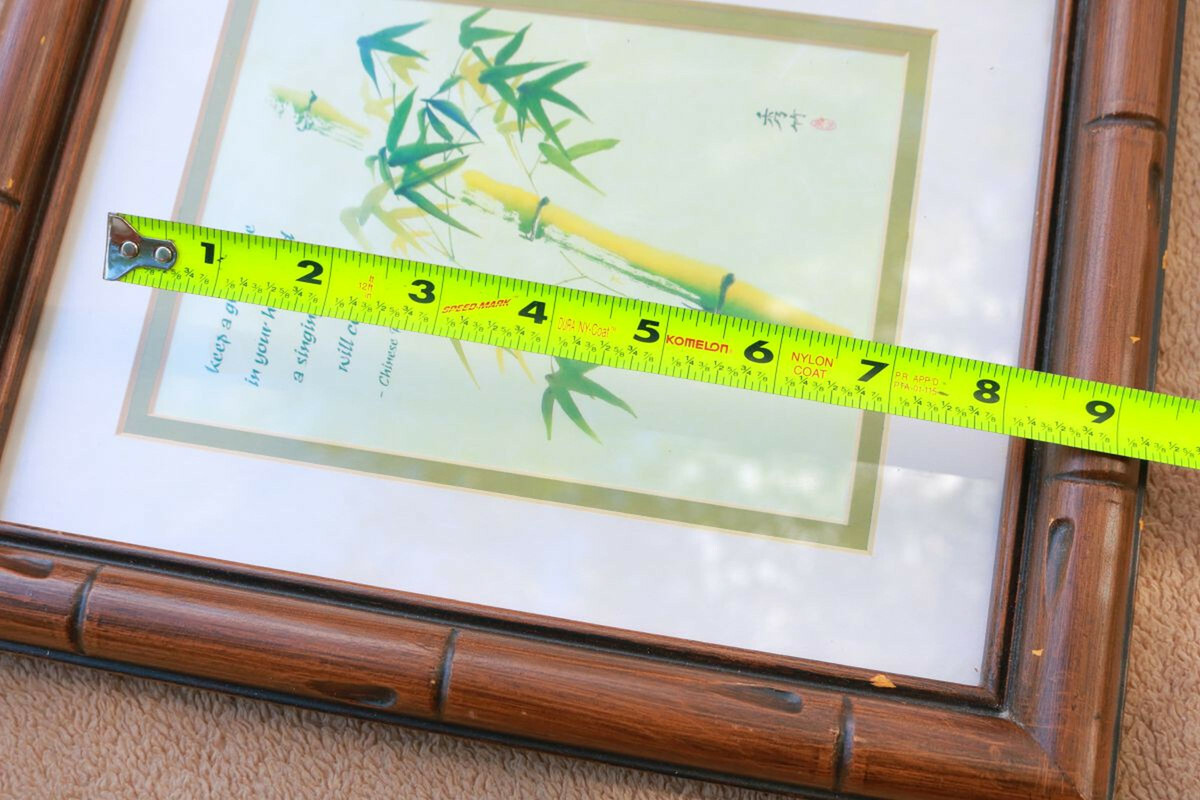 Bamboo look asian style picture frame with matting for 5x7 gift ...