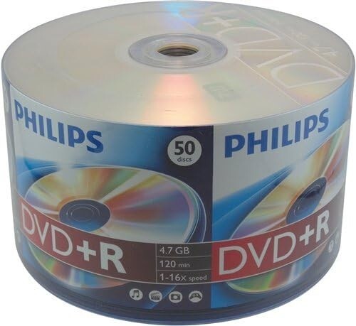 50 Phillips Logo 16X DVD-R DVDR Blank Disc Storage Media 4.7GB Factory ...