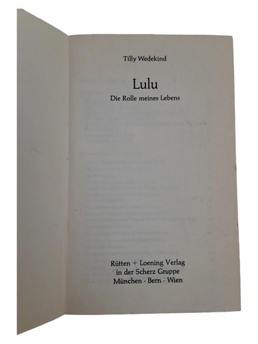Tilly Wedekind Autobiografie Lulu Die Rolle meines Lebens Hardcover ...