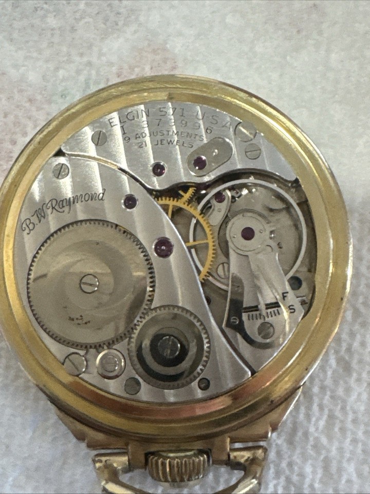 Elgin B.W. Raymond 10k Gold Filled 21j Pocketwatch 571 - Runs - | eBay