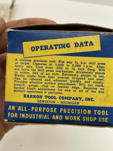 Vintage Barron Multi- Purpose Rotary Wood Planer - Fits Any Drill Press ...