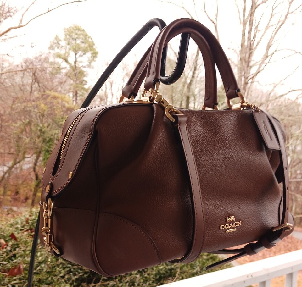 Coach MEDIUM Saddle Brown Classic Lane 69621 Leather Crossbody/Satchel ...