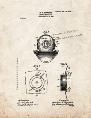 Diving Apparatus Patent Print Old Look | eBay