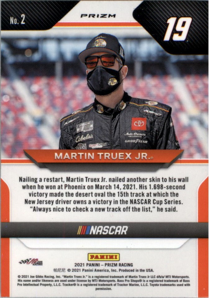 2021 Panini Prizm Prizms Hyper Green and Yellow #2A Martin Truex Jr ...