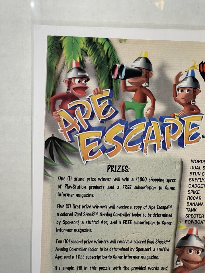 Vintage Ape Escape video game Goin Ape Puzzle Sweepstakes print ad wall ...