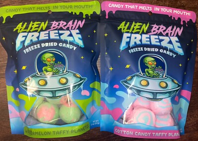 Alien Brain Freeze Candy, Freeze-dried 2 Pack Taffy Watermelon & Cotton ...