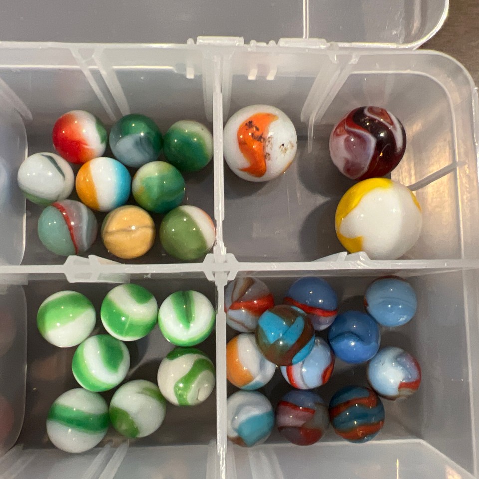 Vintage Marbles Lot German Rainbow Patch Opaque Swirl Slag Antique ...