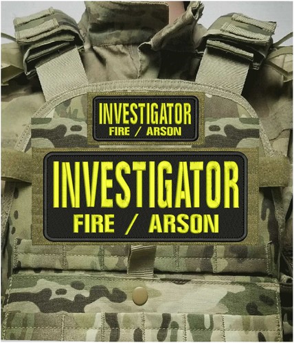 INVESTIGATOR FIRE / ARSON EMB PATCH4X 10&2X5 sew on yellow on black | eBay