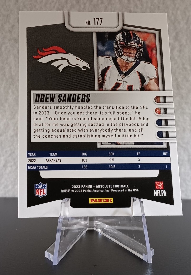 2023 Absolute DREW SANDERS Rookie Card 177 Denver Broncos RC | eBay