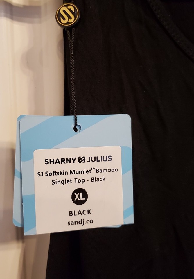 Women's Sharny & Julius SJ Softskin Mumlet Bamboo Singlet Top Black ...