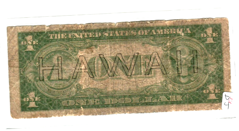 $1"HAWAII" (WORLD WAR 2 NOTE) 1935-A (BROWN SEAL) "HAWAII CURRENCY ...