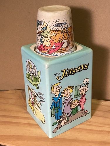 Vintage FLINTSTONES & JETSONS Dixie Cups And Cup Dispenser 1990 | eBay