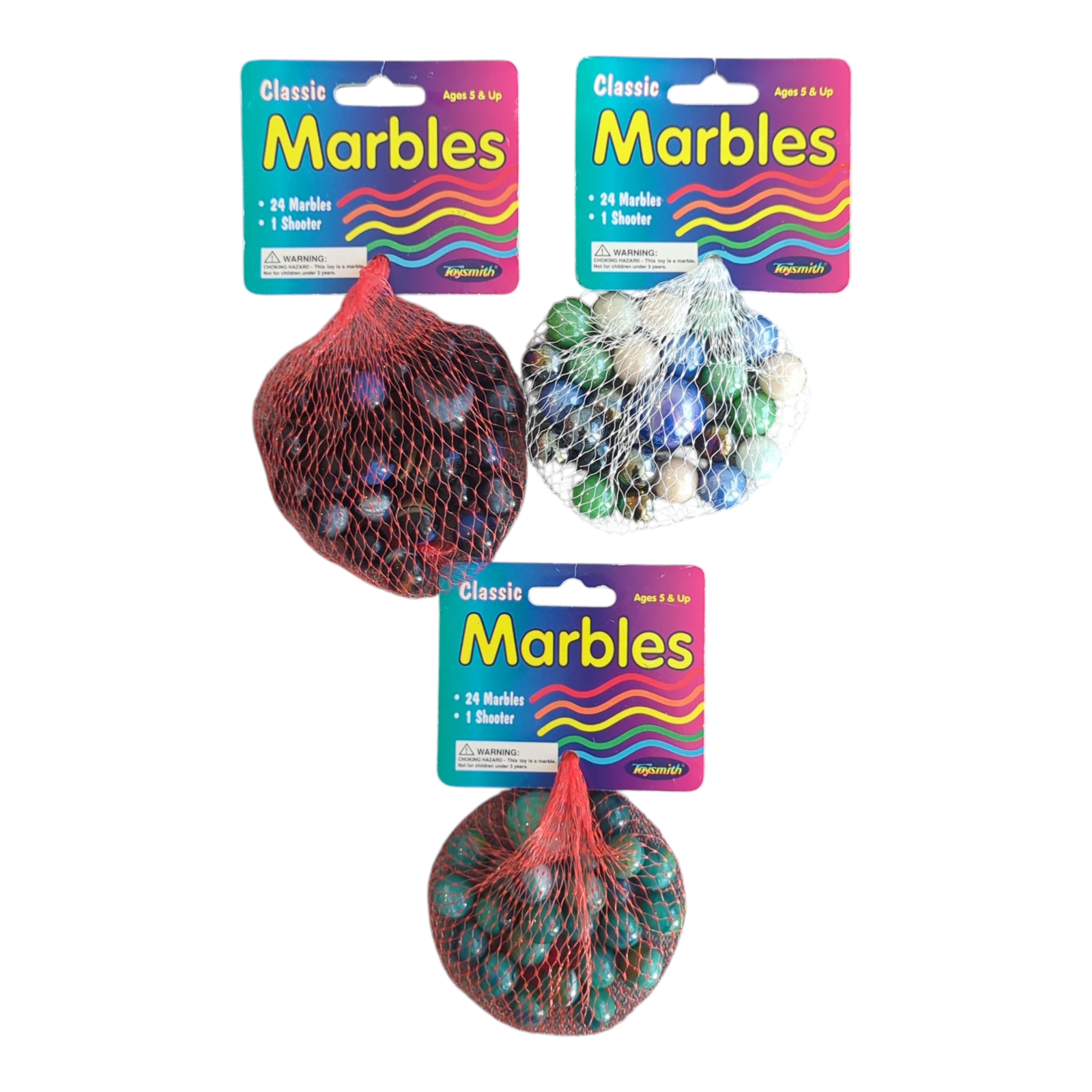 Lot of 3 Classic Marbles Sets 3×24 Glass 1 Shooter Net Bags One Cracked ...