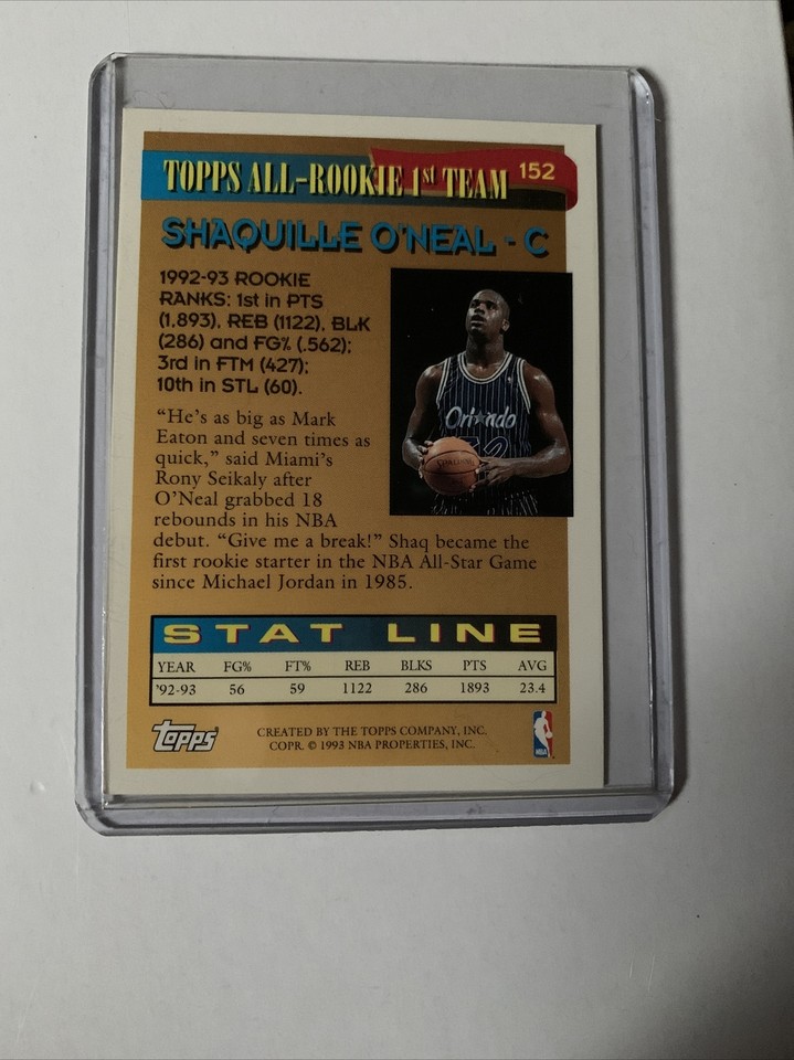SHAQUILLE O'NEAL, 1993-94 TOPPS ALL-ROOKIE 1st TEAM #152 | eBay