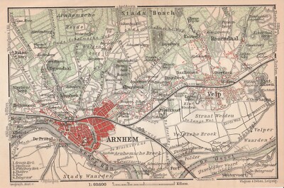 ARNHEM-NETHERLANDS-ORIGINAL MINIATURE ANTIQUE MAP-1888 | eBay