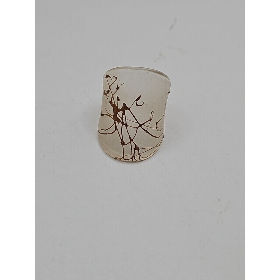 Ring Size 7 Acrylic White Rose Gold Squiggly Lines | eBay UK