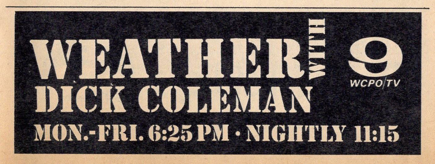 1964 WCPO TV NEWS AD / DICK COLEMAN WEATHER REPORTER / CHANNEL 9 ...