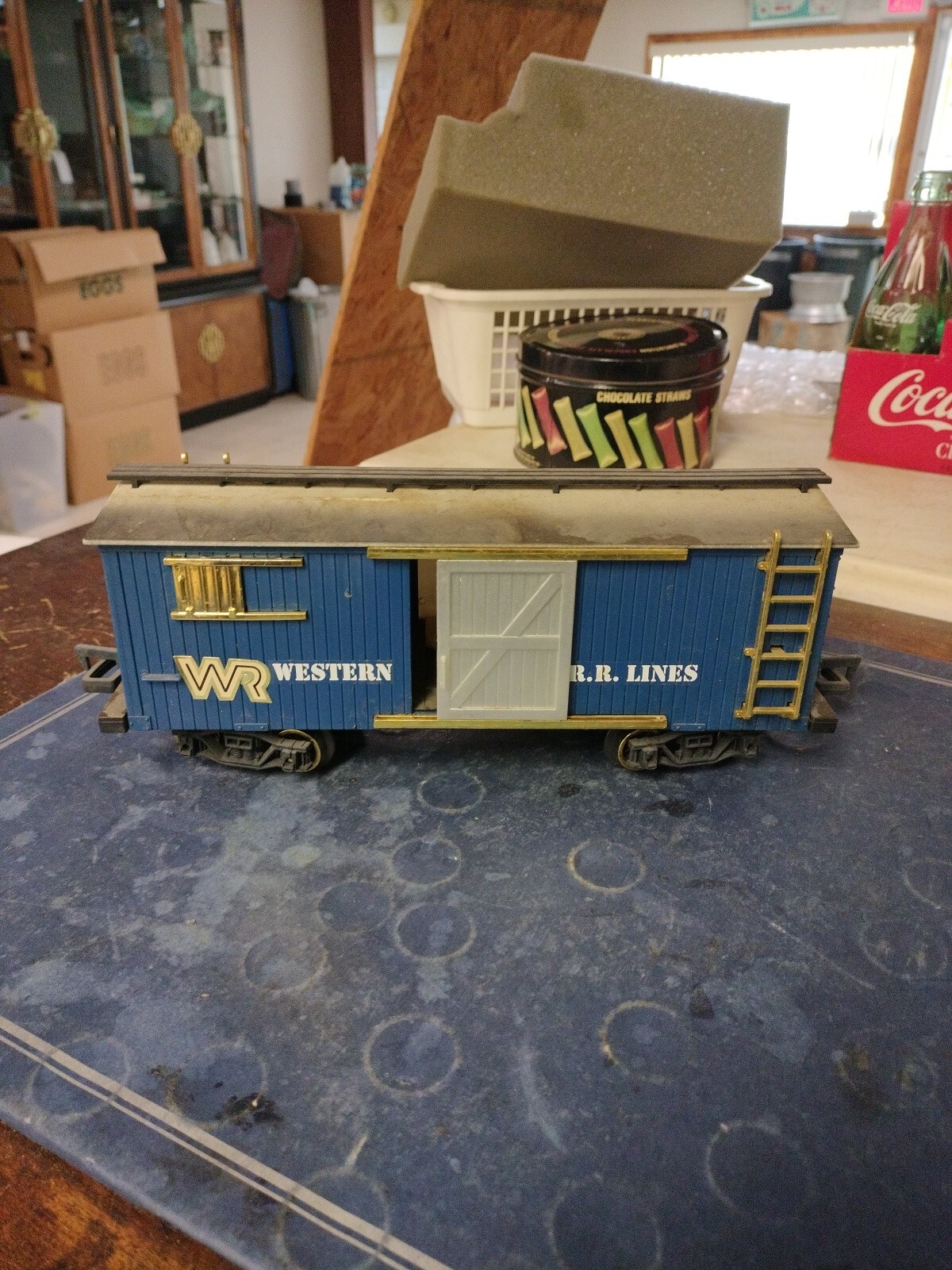 New Bright Train WR Western RR Lines Blue Box Car G Scale Sliding Doors ...