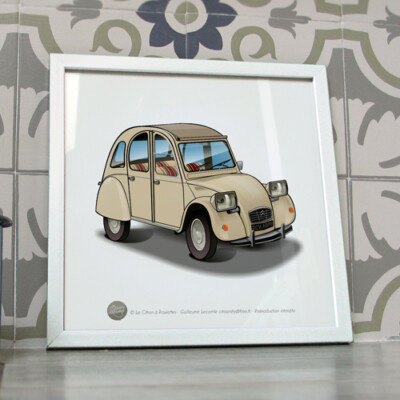 2cv Poster 20x20cm citroen 2cv beige gazelle de 1978 | eBay
