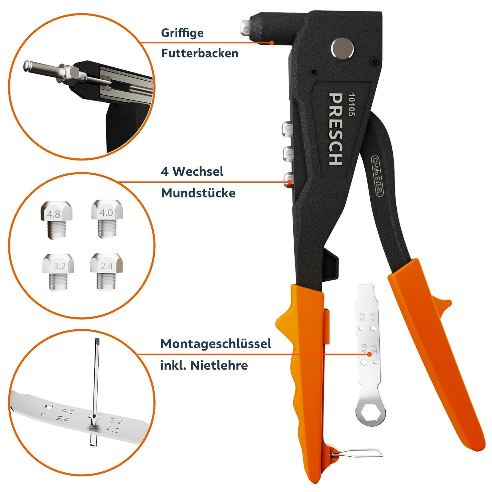 Presch Blindnietzange Set 79tlg. - Koffer - 75 Blindnieten, Bohrer ...