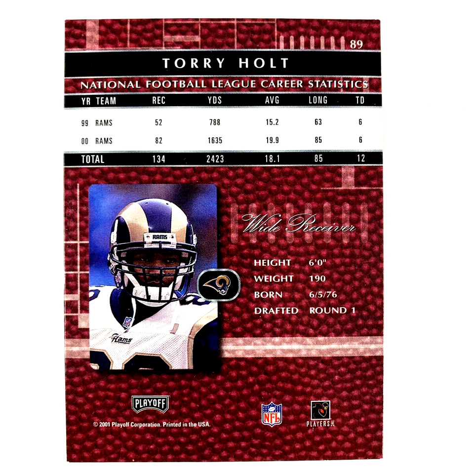 Torry Holt 2001 Playoff Absolute Memorabilia Card #89 NFL St. Louis ...