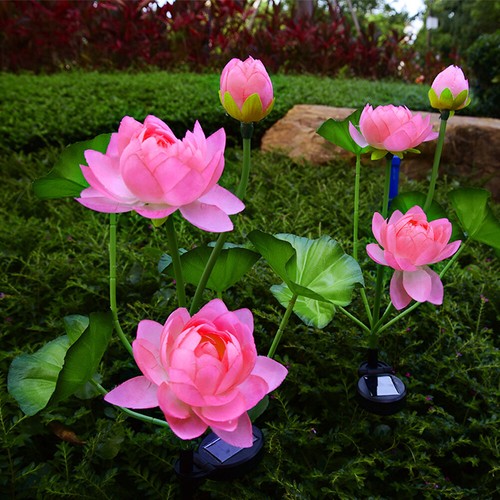 2 Pack Solar Lotus Flower Lights Waterproof Landscape Lighting for ...