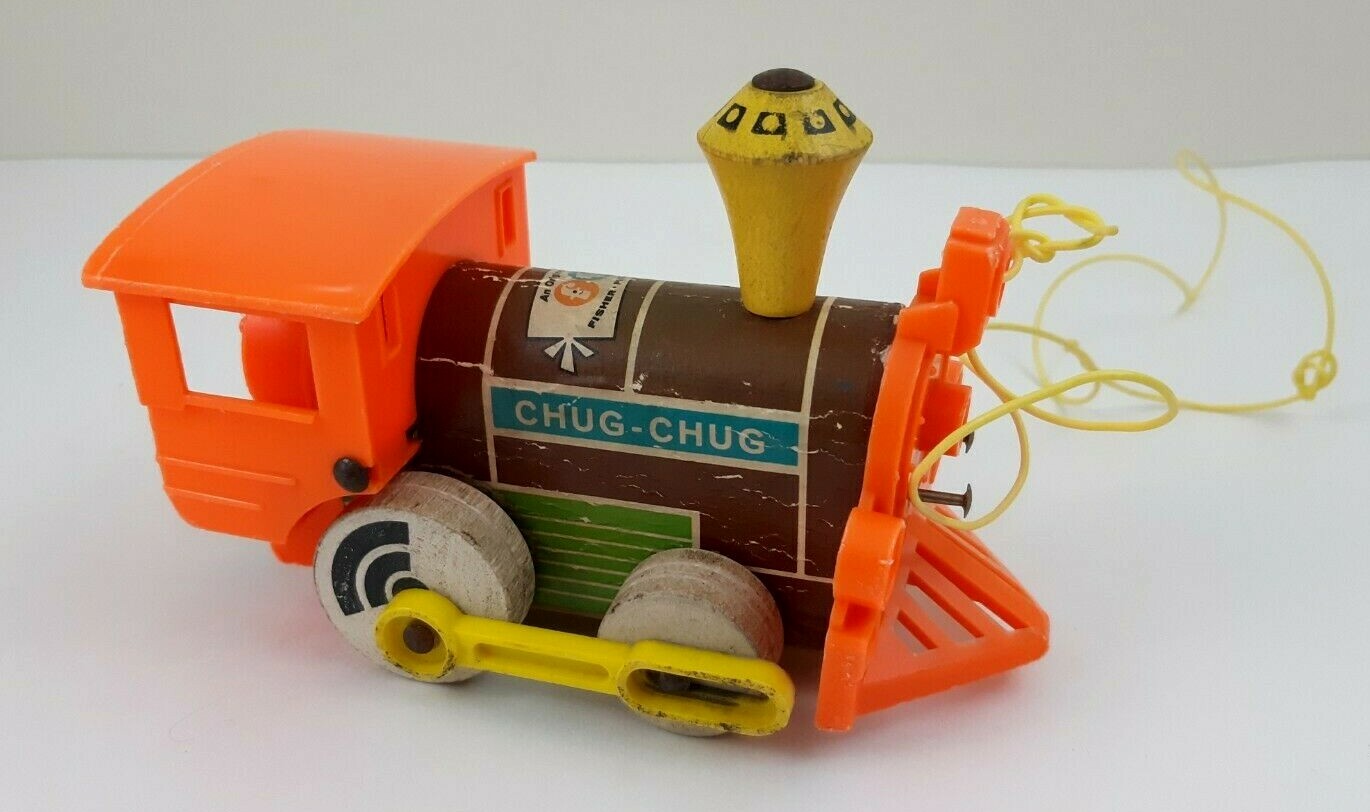 Vintage Fisher Price Pull Toy Chug Chug Train Engine Wood Plastic 1960s ...