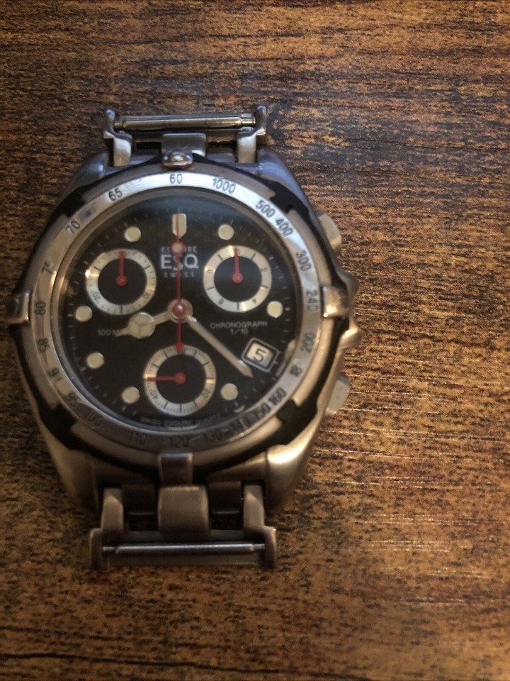 RARE ESQ Men’s Swiss Chronograph Watch Quartz Needs Battery & Crown | eBay