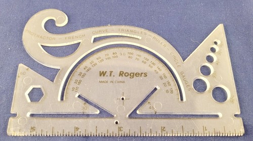 W T Rogers Protractor French Curve Triangles Ruler Circle Gauge | eBay