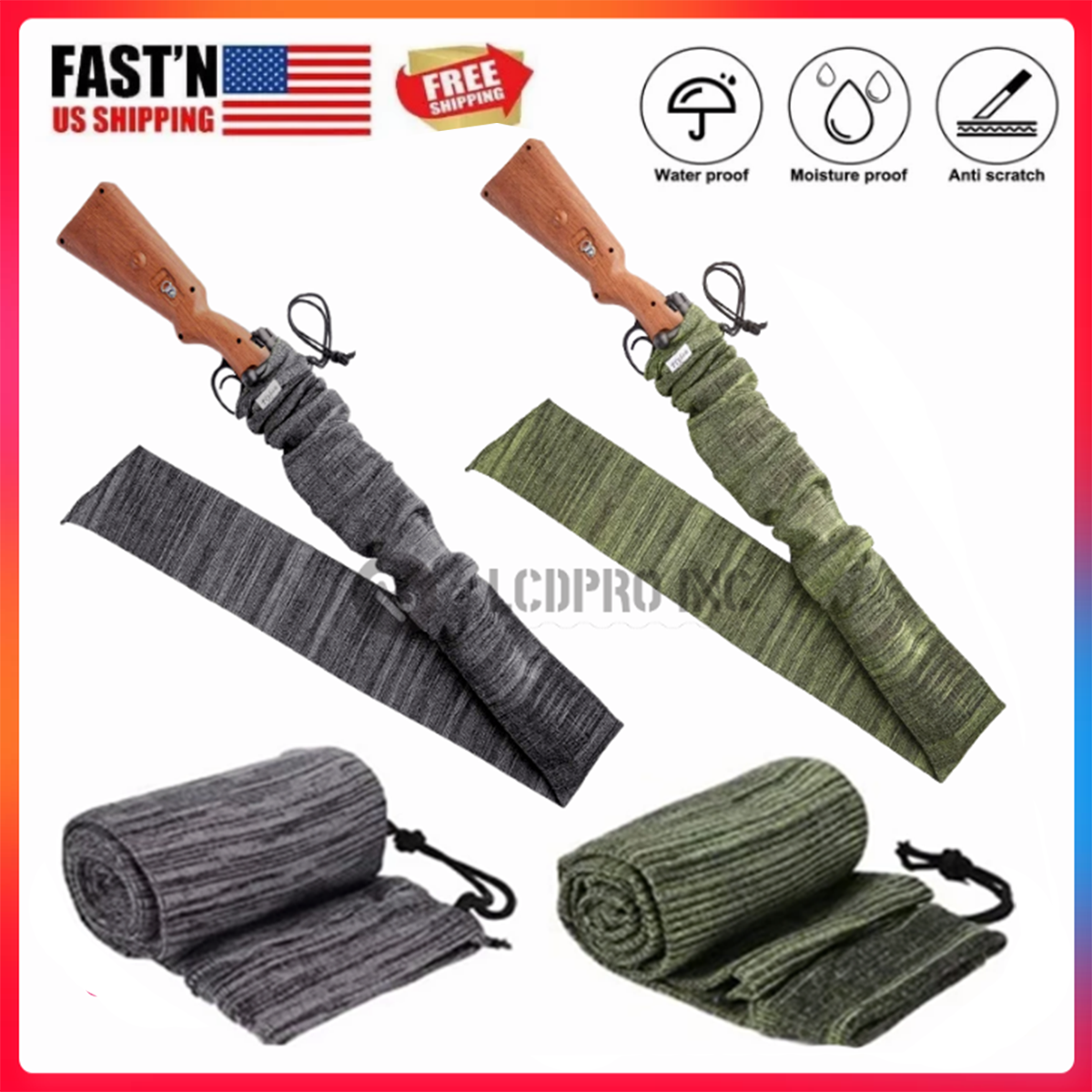 50" Silicone Treated Gun Sleeve Shotgun/Rifle Sock Shooting Cover Green ...