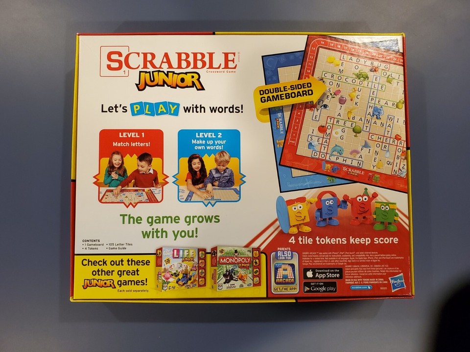 Hasbro Gaming-Scrabble Junior Jr Crossword Puzzle Board Game-w ...